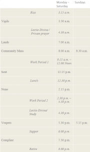 Daily Timetable (Horarium)